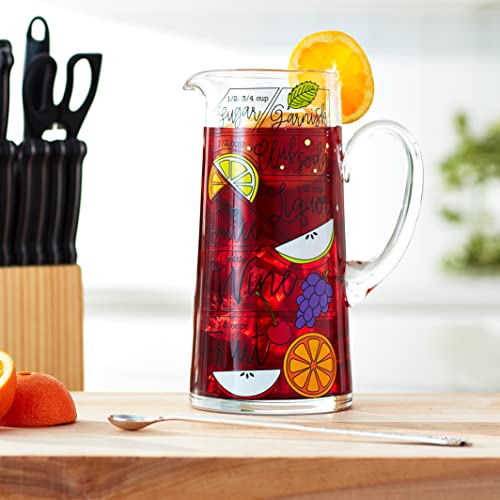 Mud Pie Sangria Glass Pitcher, 67 oz | Spoon 10", Clear