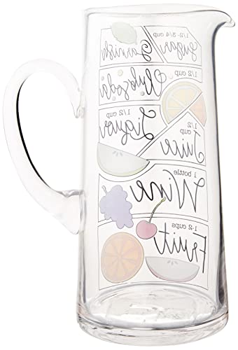 Mud Pie Sangria Glass Pitcher, 67 oz | Spoon 10", Clear