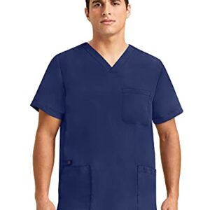 Healing Hands Mens Scrubs Top 3 Pocket Purple Label Jake 2331 V-Neck Scrub Tops for Men Navy L