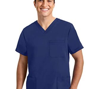 Healing Hands Mens Scrubs Top 3 Pocket Purple Label Jake 2331 V-Neck Scrub Tops for Men Navy L