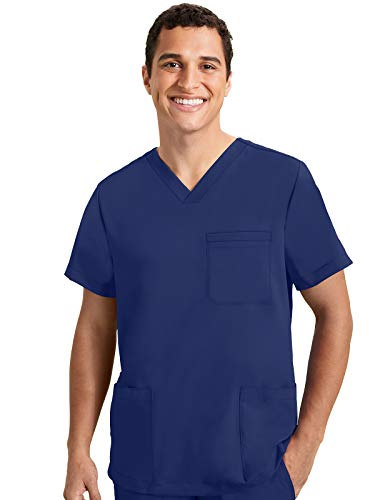 Healing Hands Mens Scrubs Top 3 Pocket Purple Label Jake 2331 V-Neck Scrub Tops for Men Navy L