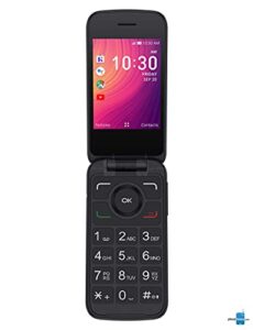 alcatel go flip 3 black 4gb 4052w (gsm unlocked) flip phone - for senior easy use (renewed)