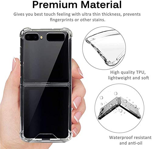 Clear Case for Galaxy Z Flip,Z Flip 5G Case,Ultra Thin Crystal Soft TPU Rubber Scratch Resistant Anti-Slip Phone Case for Samsung Galaxy Z Flip/Z Flip 5G (Clear)