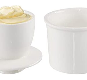 HOME-X Butter Crock, Stoneware Butter Container, Bell-Shaped Butter Keeper for Easily Spreadable Butter, 3 ¾" D x 3 ¾" H, White