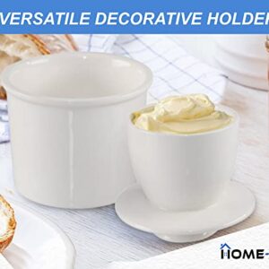 HOME-X Butter Crock, Stoneware Butter Container, Bell-Shaped Butter Keeper for Easily Spreadable Butter, 3 ¾" D x 3 ¾" H, White