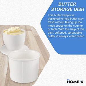 HOME-X Butter Crock, Stoneware Butter Container, Bell-Shaped Butter Keeper for Easily Spreadable Butter, 3 ¾" D x 3 ¾" H, White