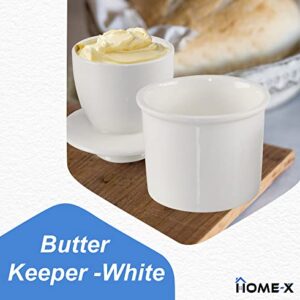 HOME-X Butter Crock, Stoneware Butter Container, Bell-Shaped Butter Keeper for Easily Spreadable Butter, 3 ¾" D x 3 ¾" H, White