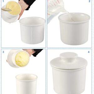 HOME-X Butter Crock, Stoneware Butter Container, Bell-Shaped Butter Keeper for Easily Spreadable Butter, 3 ¾" D x 3 ¾" H, White