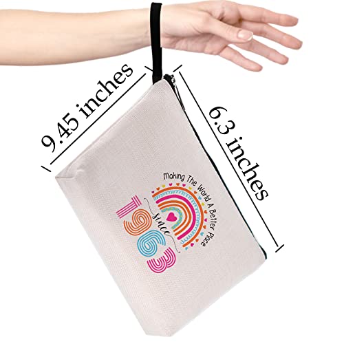 Hanamiya Na 60th Birthday Gifts for Women-Making The World A Better Place Since 1963, 60 Years Old Makeup Bag for Her, Friend, Mom, Sister, Wife, Aunt, Coworker Boss