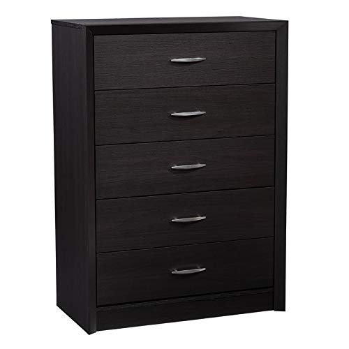 CorLiving Newport 5 Drawer Tall Dresser in Black