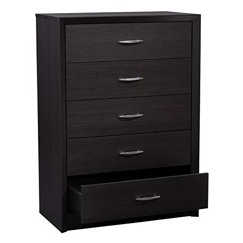 CorLiving Newport 5 Drawer Tall Dresser in Black