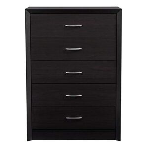 CorLiving Newport 5 Drawer Tall Dresser in Black