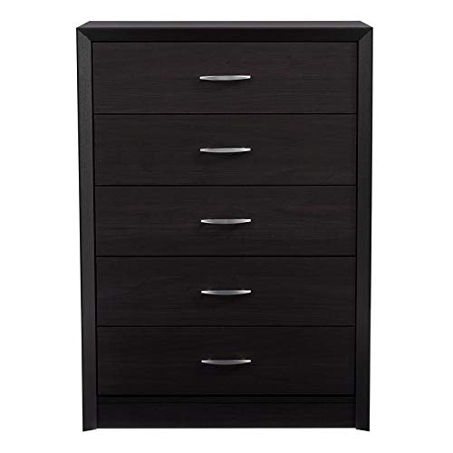 CorLiving Newport 5 Drawer Tall Dresser in Black