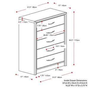 CorLiving Newport 5 Drawer Tall Dresser in Black