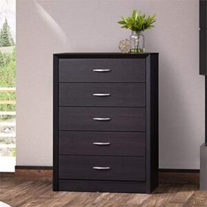 CorLiving Newport 5 Drawer Tall Dresser in Black