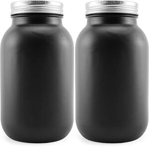 darware black chalkboard mason jars (quart size, 2-pack); black-coated blackboard surface glass jars for arts and crafts, gifts, and rustic home decor