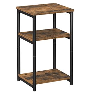 vasagle side table, small end table, tall nightstand for living room, bedroom, office, bathroom, rustic brown and black ulet273b01