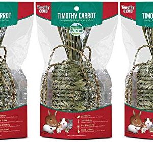 (3 Pack) Oxbow All Natural Woven Hay Timothy Club Carrot Fun Pet Habitat