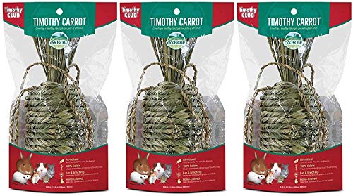 (3 Pack) Oxbow All Natural Woven Hay Timothy Club Carrot Fun Pet Habitat