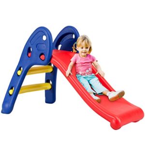 safeplus kids indoor folding slide, strudy & safe toddler climber freestanding sliders play toys for little ones baby children boys girls