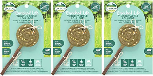 Oxbow Animal Health 3 Pack of Enriched Life Timothy Apple Lollipop Small Animal Chew Treat