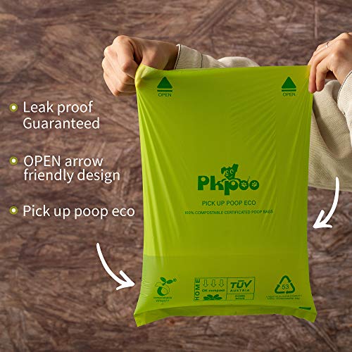 Pkpoo Compostable Poop Bags Certified, 240 Plant-Based Poop Bags for Dogs, Unscented Doggie Waste Bags - Vegetable-Based Extra Thick with 100% Leak-Proof, Green Dog Poo Bags