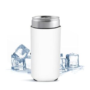 25 Pack White Blank Slim Can Cooler Sleeves, Customizable Bulk Sublimation Can Coolers, Extra-Thick Collapsible Drink Insulator Sleeve, Beer Can Coolers for Party Beverages, PartyPrints