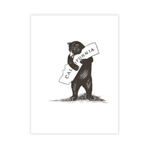 vinmea unframed art printing poster 12"x16" i love you california bear hugging state wall decor