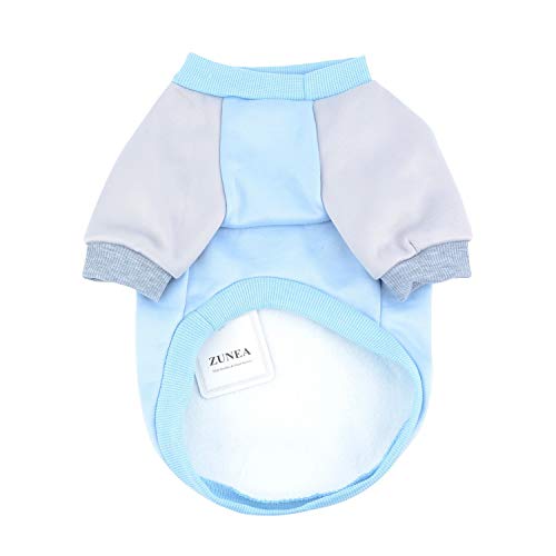 ZUNEA Pet Dog Pullover Sweater Coat for Small Dogs Cats Winter Warm Cotton Padded Sweatshirt Puppy Jacket Clothes Cold Weather Clothing for Chihuahua Yorkie Blue M