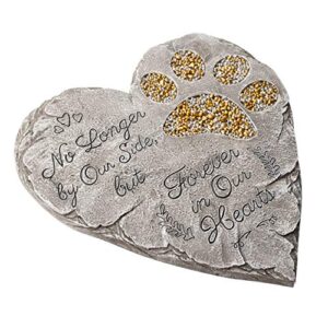 OBSI Pet Memorial Stone - Gray | Dog or Cat Garden Stone Heart Paw Print | Headstone Memory Gifts for Pet Loss