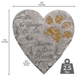 OBSI Pet Memorial Stone - Gray | Dog or Cat Garden Stone Heart Paw Print | Headstone Memory Gifts for Pet Loss