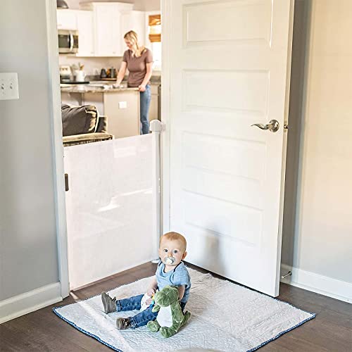 YOOFOR Retractable Baby Gate, Extra Wide Safety Kids or Pets Gate, 33” Tall, Extends to 55” Wide, Mesh Safety Dog Gate for Stairs, Indoor, Outdoor, Doorways, Hallways (White, 33"x55")