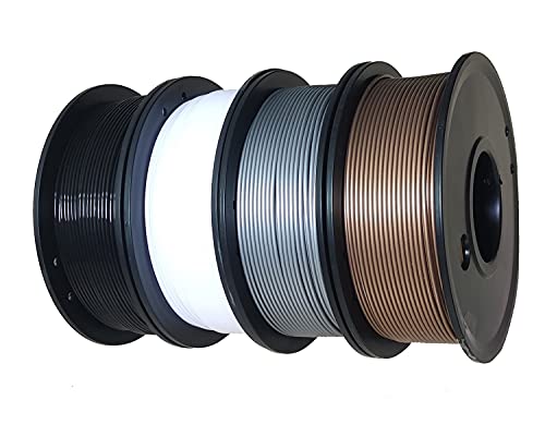 Maths PLA+ 3D Printer Filament 1.75mm (±0.02 mm), 0.25Kg/Spool, Total 1Kg/2.2lb, Independent Vacuum Package. 4 Colors Pack for 3D Printer & 3D Pen-Golden(Dark), Silver, Black, White