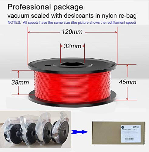 Maths PLA+ 3D Printer Filament 1.75mm (±0.02 mm), 0.25Kg/Spool, Total 1Kg/2.2lb, Independent Vacuum Package. 4 Colors Pack for 3D Printer & 3D Pen-Golden(Dark), Silver, Black, White