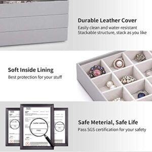 Vlando Jewelry Trays Stackable Showcase Display Drawer Organizer Storage- Multi-Purpose,Multiple Combinations, Large Capacity Multi-Layer Design and Fashion(Grey)