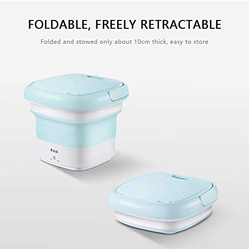 Zvivi Portable Washing Machine, Folding Fully Semi-Auto Laundry Machine, Turbine Washer, USB Cable, Low Noise, Mini Washing Machine for Camping, Dorms, Apartments,Business Trips,Blue