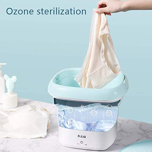 Zvivi Portable Washing Machine, Folding Fully Semi-Auto Laundry Machine, Turbine Washer, USB Cable, Low Noise, Mini Washing Machine for Camping, Dorms, Apartments,Business Trips,Blue