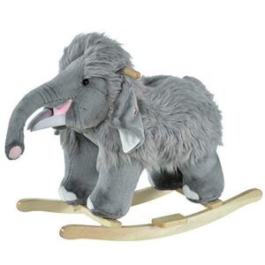 qaba kids ride-on rocking horse toy mammoth style rocker with fun music & soft plush fabric for children 18-36 months