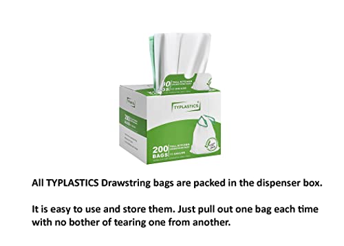 TYPLASTICS Tall Kitchen Drawstring Trash Bags 13 Gallon (200 Count)