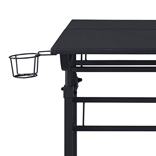 Techni Mobili Rolling Writing Desk with Height Adjustable Desktop and Moveable Shelf, Black