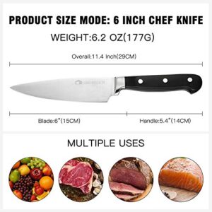 GHOSDLICH 6 inch Chef Knife Kitchen Knife Forged from German Stainless Steel X50Cr15Mov (HRC58), Full Tang, Sharp Classic Cooks Knife with Ergonomic Handle for Home Kitchen Restaurant