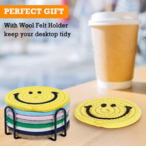 TAOPE Funny Coasters for Drinks with Holder, 8 PCS Handmade Braided Drink Coasters for Coffee Table, Super Absorbent Coasters for Wooden Table, Cute Coasters for Housewarming Gift