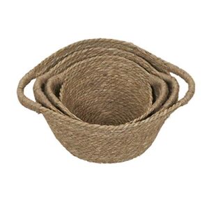 Household Essentials Cattail Woven Wicker Basket Set | Small Medium Large | Brown