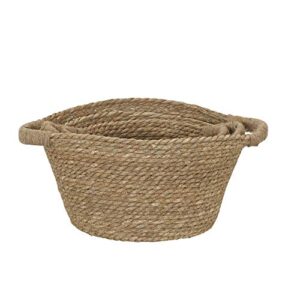 Household Essentials Cattail Woven Wicker Basket Set | Small Medium Large | Brown