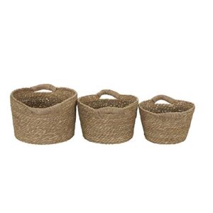 Household Essentials Cattail Woven Wicker Basket Set | Small Medium Large | Brown