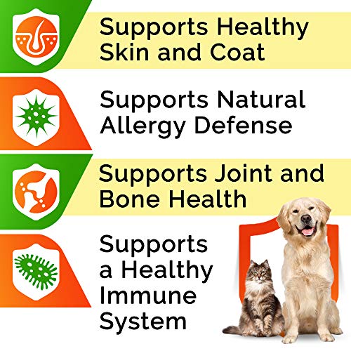 32oz Salmon Oil Omega 3 for Dogs - Fish Oil for Pets - Joint Health - Allergy Relief - Itch Relief, Shedding - Skin and Coat Supplement – Wild Alaskan Salmon Oil - Omega 3 6 9 - EPA & DHA Fatty Acids