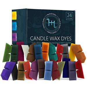 hearth & harbor candle dyes for candle making, candle color dye for soy wax, 24 candle wax dye blocks, nontoxic candle making supplies for diy candles