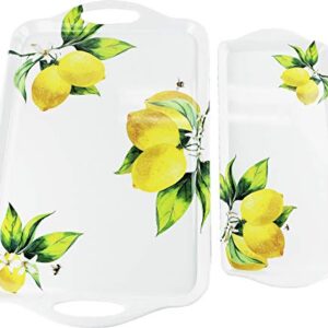 Calypso Basics Fresh Lemons by Reston Lloyd 2pc Melamine Tray Set, Lemons with Honey Bees