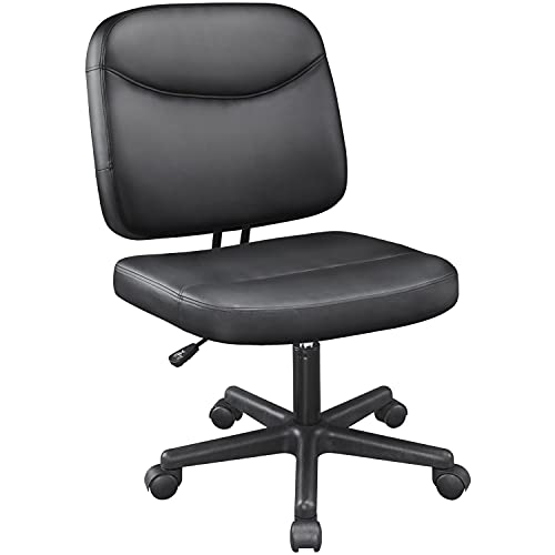 Yaheetech Armless Office Chair Ergonomic Desk Chair Low Back PU Leather Adjustable Swivel Chair Computer Task Chair, Black