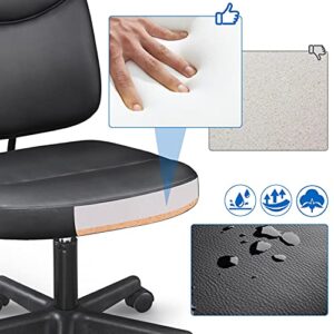 Yaheetech Armless Office Chair Ergonomic Desk Chair Low Back PU Leather Adjustable Swivel Chair Computer Task Chair, Black